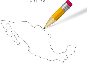 Mexico sketch scribble map drawn on checkered Vector Image