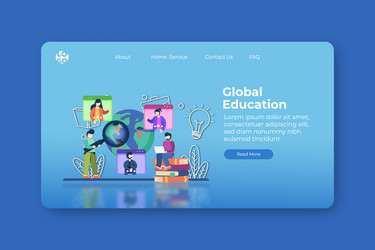 Modern flat design online classroom landing page Vector Image