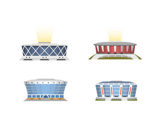 Sport stadium front view collection Royalty Free Vector