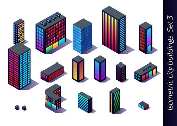 Isometric buildings for map game or decoration Vector Image