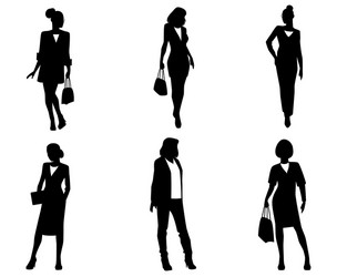 Six businesswoman silhouettes Royalty Free Vector Image
