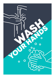 Wash your hands poster design with girl washing Vector Image