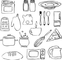 Kitchen doodle Royalty Free Vector Image - VectorStock