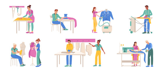 Garment production flat collage Royalty Free Vector Image