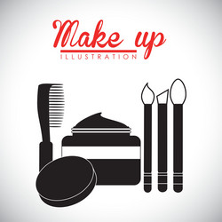 Set applicators make up brushes and cosmetics Vector Image