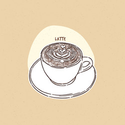 A cup latte hand draw sketch Royalty Free Vector Image