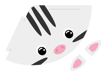 Printable zebra paper hat party die cut template Vector Image