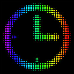 Spectral colored pixel clock icon Royalty Free Vector Image