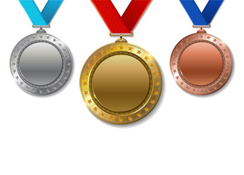 Set of realistic 3d champion gold silver Vector Image