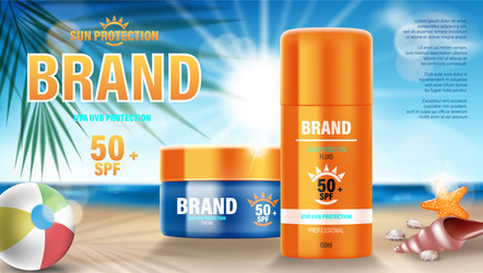 Sunscreen ads template sun protection sunblock Vector Image