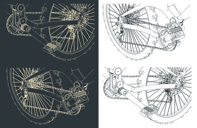 Mountain bike drawings Royalty Free Vector Image