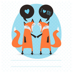 Romantic greeting card with bear and fox card Vector Image