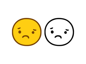 Sad emoticon in doodle style isolated on white Vector Image