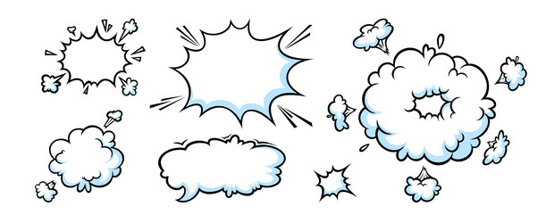 Comic boom smoke effect puff and burst clouds Vector Image