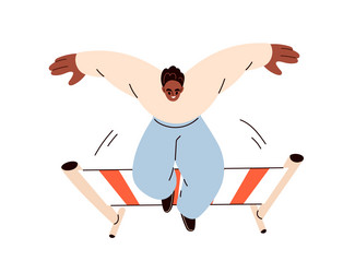 Jumping over wall barrier overcoming obstacle Vector Image