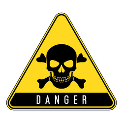 Skull and bones warning sign danger Royalty Free Vector