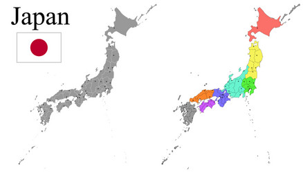 Flag rising sun japan on map Royalty Free Vector Image