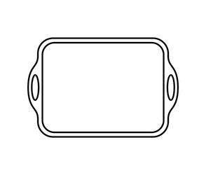 Linear drawing a food tray on a white Royalty Free Vector