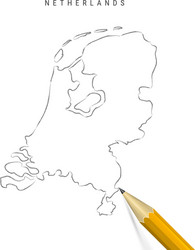 Netherlands sketch scribble map drawn Royalty Free Vector