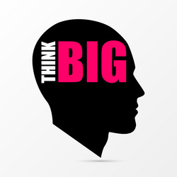 Silhouette of head with text think big icon Vector Image
