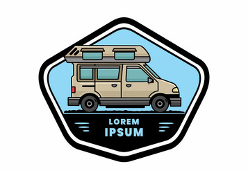 Van box camper badge design Royalty Free Vector Image