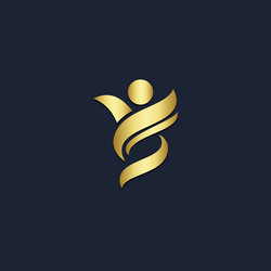 Happy man active people gold logo Royalty Free Vector Image