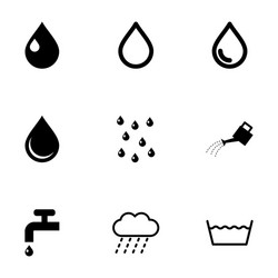 Black water icon set Royalty Free Vector Image