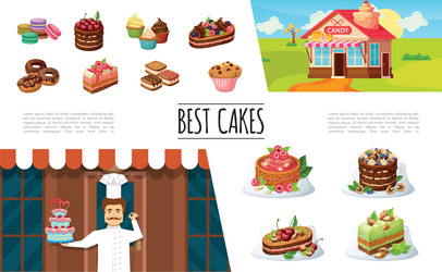 Cartoon desserts elements collection Royalty Free Vector