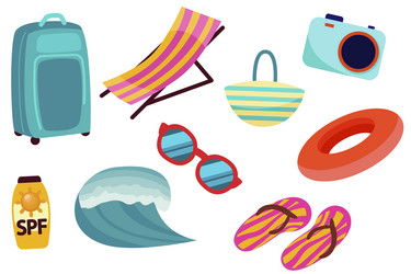 Colorful of summer objects Royalty Free Vector Image