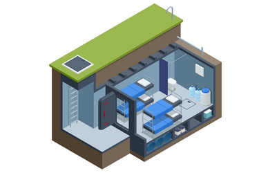 Isometric concrete bomb shelter bunker bombproof Vector Image