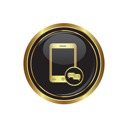 Golden phone call icon sign Royalty Free Vector Image