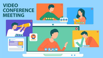 Video conference meeting remote communication Vector Image