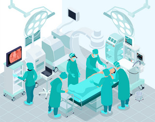 Cardiac surgery isometric background Royalty Free Vector