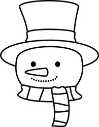 Cute snowman head christmas character Royalty Free Vector