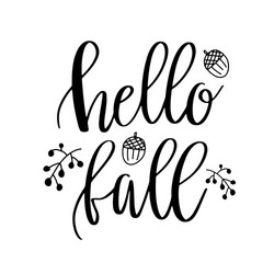 Hello autumn brush lettering Royalty Free Vector Image