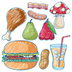 Bacon pencil colour child scribble style Vector Image