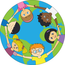 Children traveling by train around the world Vector Image