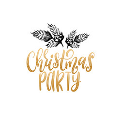 Christmas party lettering with hand drawn Vector Image