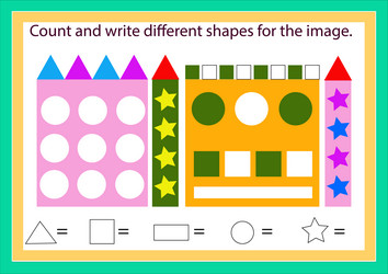 How many counting game with shapes for kids Vector Image