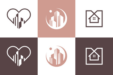 Set of real estate logo design element icon Vector Image