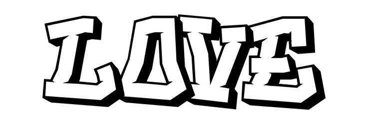 Love lettering street graffiti Royalty Free Vector Image