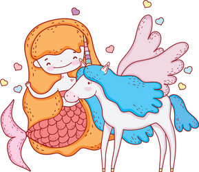 Cute mermaid in unicorn fairytale characters Vector Image
