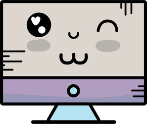 Kawaii cute happy computer technology Royalty Free Vector