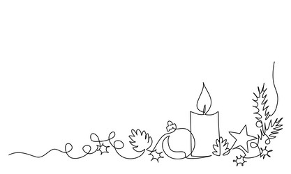 Christmas candle holy light line art Royalty Free Vector