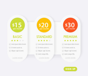 Banner for tariffs with price template Royalty Free Vector