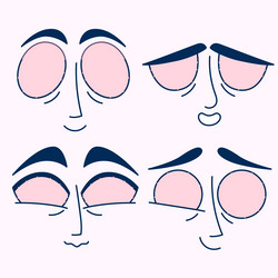 Hand drawn red eyes cartoon isolated on white Vector Image