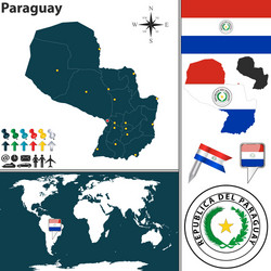 Paraguay regions map Royalty Free Vector Image