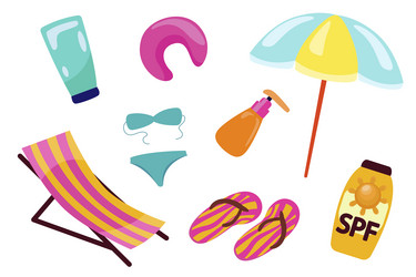 Colorful of summer objects conveying Royalty Free Vector