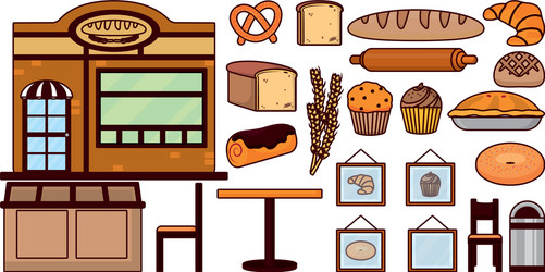 Bakery food cartoon Royalty Free Vector Image - VectorStock