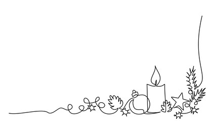 Christmas candle holy light line art Royalty Free Vector